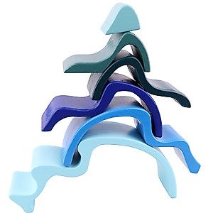 Lewo Wooden Rainbow Stacker Stacking Game Nesting Puzzle Blocks Montessori Educational Toy for Kids Baby Toddlers