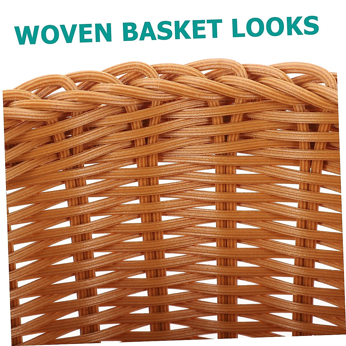 WOONEKY Rattan Trash Can, Brown, Open-Top, Plastic Material, 11" x 11" x 11"