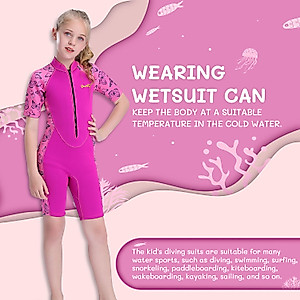 Goldfin Kids Wetsuits for Boys Girls, 2mm Toddler Shorty Wetsuit Youth Neoprene Suit Front Zip Keep Warm for Water Aerobics Diving Surfing Swimming