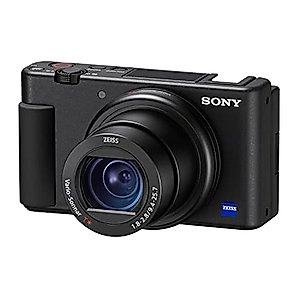 Sony ZV-1 Camera for Content Creators and Vloggers Bundle with Shotgun Microphone, Extendable Tripod with Built-in Phone Mount and Memory Card (4 Items)