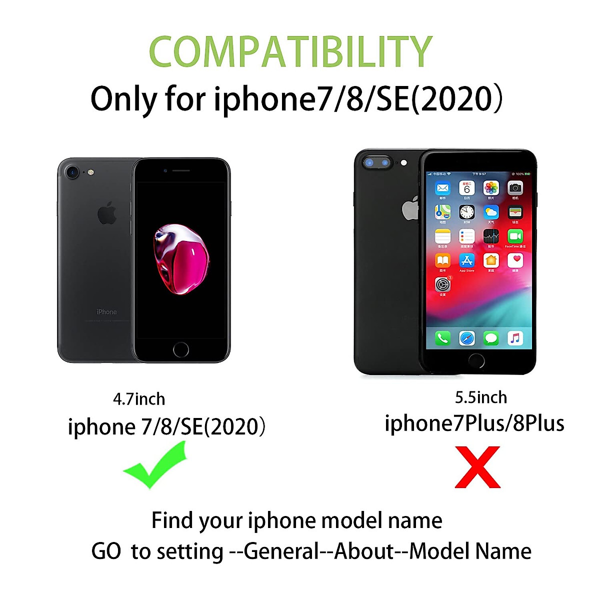 Cavor for iPhone 8 iPhone SE Case Wallet with Card Holder,Wallet Case with Card Holders for iPhone 7 Phone Case,[with Strap] PU Leather Shockproof Cover for iPhone 7/SE2022/SE2020- Macaron Black