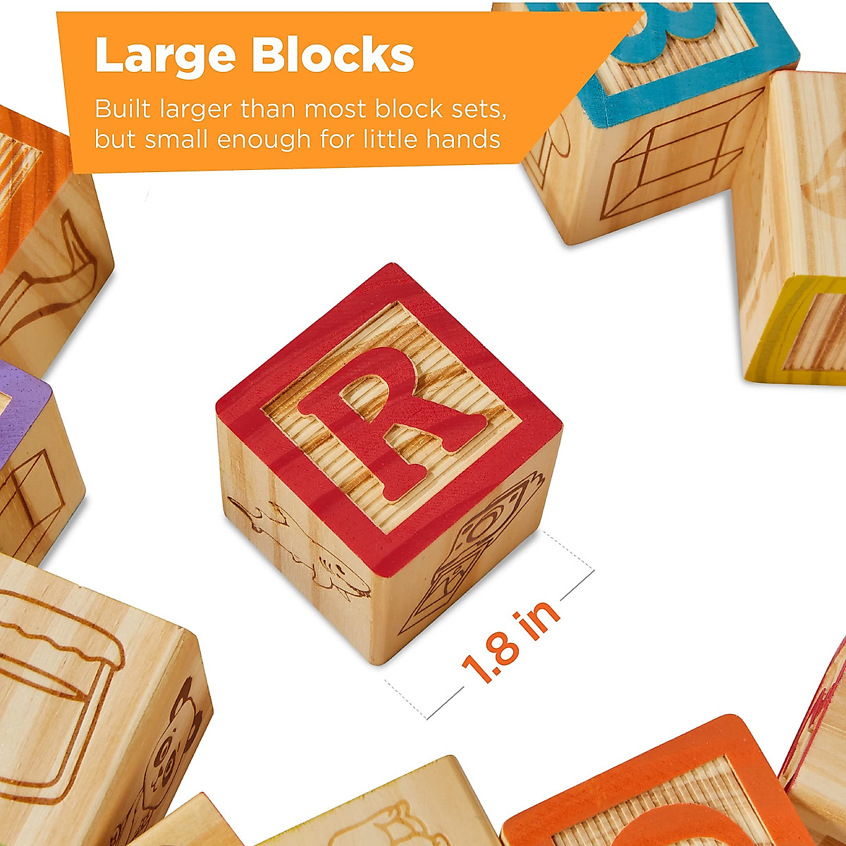 Best Choice Products 40-Piece Kids Wooden ABC Block Set, Building Education Construction Alphabet Letters & STEM Toy for Toddlers w/Carrying Case