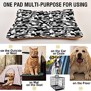 Coikll Camouflage Pet Bed Pad Soft Dog Bed Mat with Anti-Slip Bottom, Machine Washable Crate Pad Mattress for Dog Sleeping- 24 * 18inches