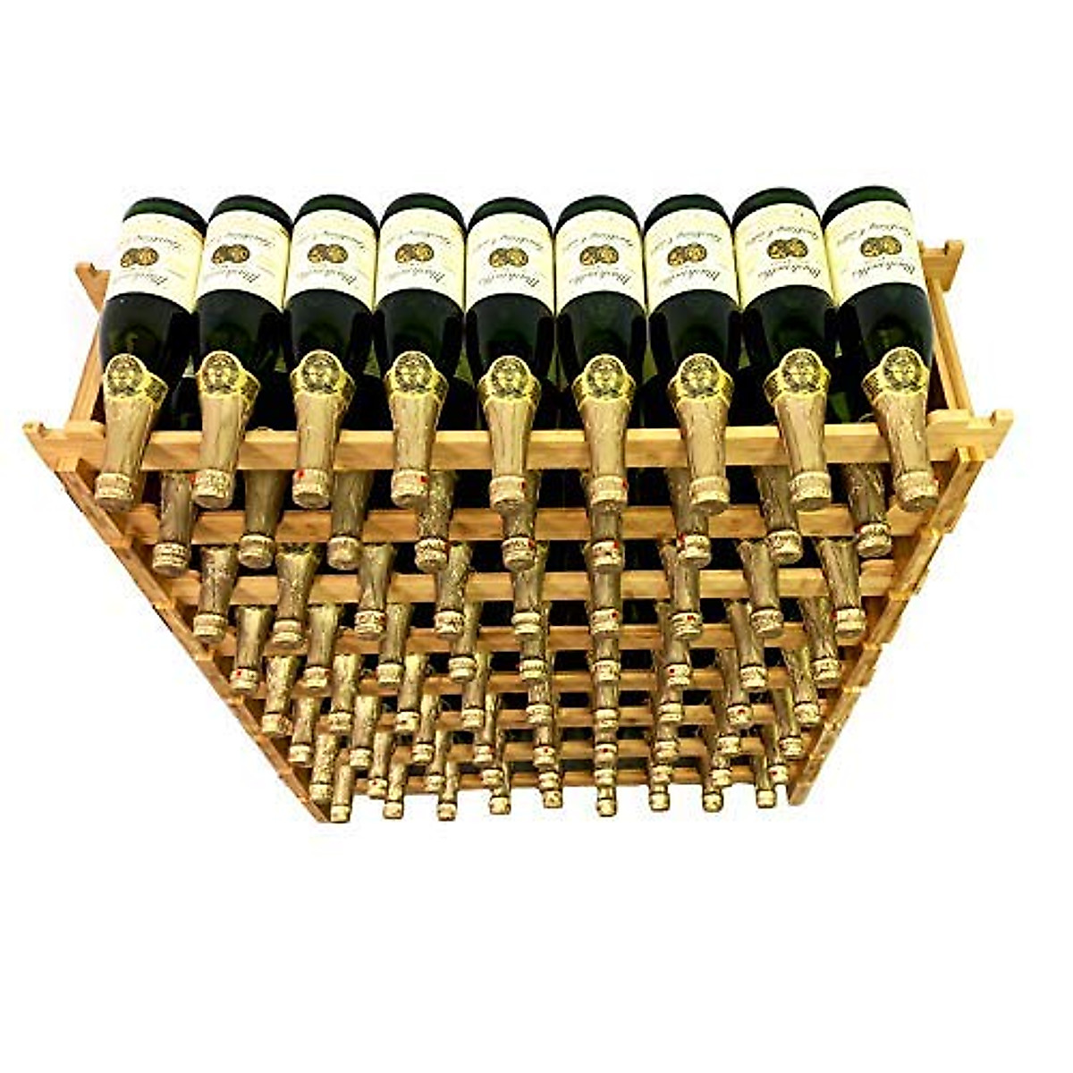 DECOMIL 72 Bottle Stackable Modular Wine Rack Wine Storage Rack Solid Bamboo Wine Holder Display Shelves, Wobble-Free (Eight-Tier, 72 Bottle Capacity)