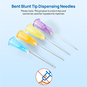 JMU 100pcs Dental Irrigation Needle Tips, 27G Blunt Dispensing Needle Tips Endodontic Irrigarion Needles, Luer Lock Design, Yellow