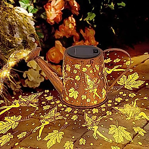 ANYTALK Solar Watering Can with Lights, Hanging Solar Waterfall Lights Outdoor Garden Decorations, Waterproof Solar Garden Lights for Yard Porch Backyard Lawn Pathway Landscape Walkway Patio (Fairy)