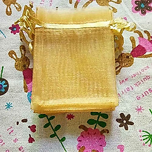 Jwsqmc 4x6 Inch Organza Gift Bags with Drawstring for Jewelry,Candy,Set of 50 Gold Sachet,Sheer Fabric Mesh Tie Sack for Baby Shower,Birthday,Party Favors,Wedding,Bridal Shower,Graduation,Halloween