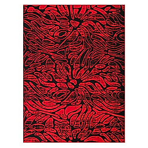 Antep Rugs Floral 5x7 Abstract Indoor Area Rug Siesta (Red Black, 5'3" x 7')
