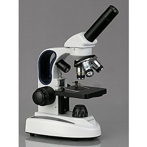 AmScope M158B-2L Cordless Compound Monocular Microscope, WF10x and WF20x Eyepieces, 40x-800x Magnification, Upper and Lower LED Illumination with Rheostat, Brightfield, Single-Lens Condenser, Coaxial Coarse and Fine Focus, Plain Stage, 110V or Battery-Pow