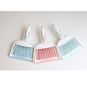 BSMstone Mini Broom and Dustpan Set-Mini Whisk Set for Desk, Housekeeping, Office, Kitchen, Pet Nest, etc.,Daily Cleaning Necessity Plastic Mini Dustpan Set (Pink)
