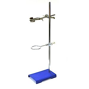 Chemical Resistant Steel Ring Stand Set - Lab Stand Support with Clamp - 8 Inch x 5 Inch Base, 24 Inch Rod - Use as Glass Funnel Stand or Test Tube Holder