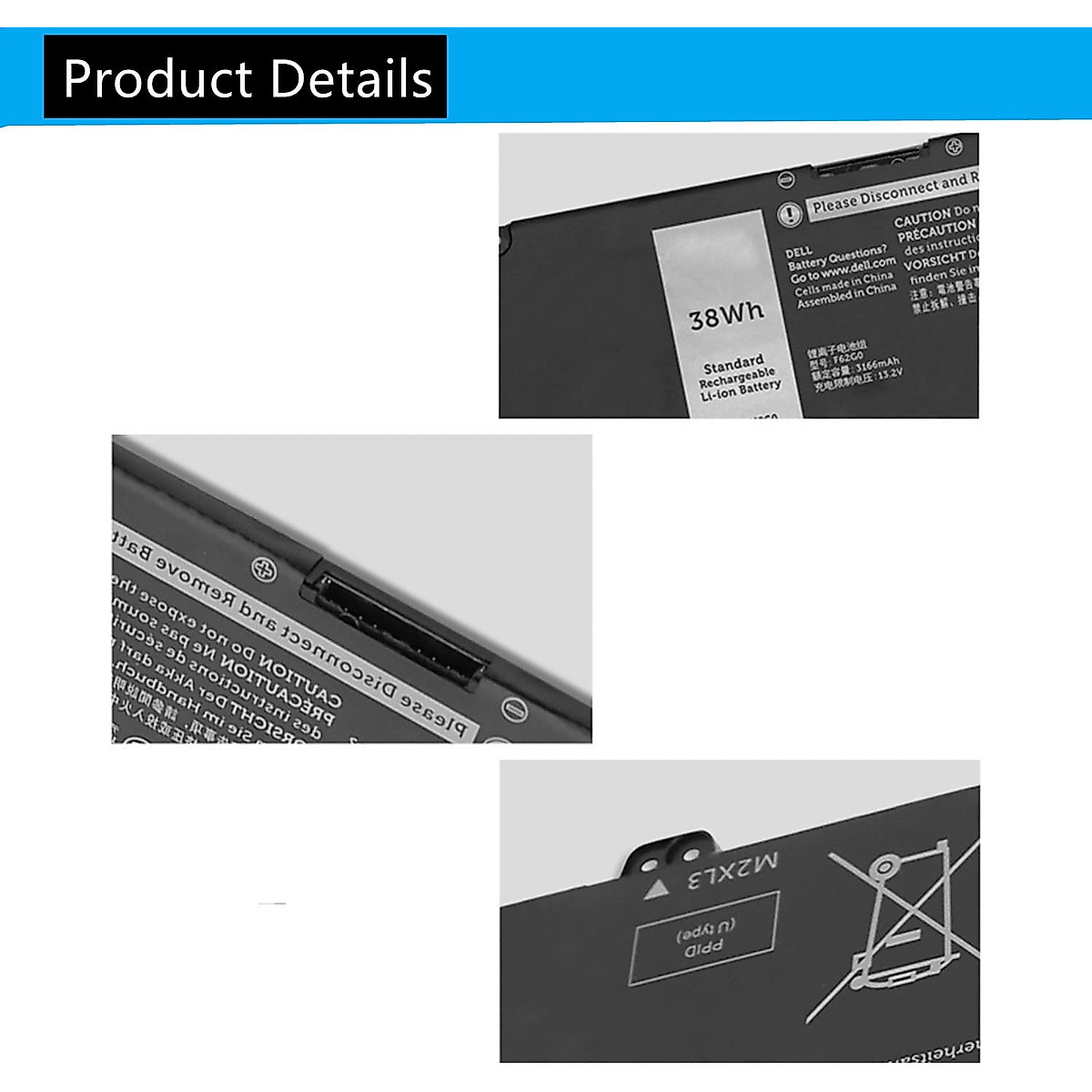 Aluo New Battery Compatable with LG Gram 15 16 17 2020 2021 15Z90N 17Z90N 16Z90P 16ZD90P 16Z90PC 17Z90P 16Z90PG 17Z90N-VA76K Series RPJC3 0RPJC3 F62GO 039DY5 39DY5 CHA01 Vostro 13 5370