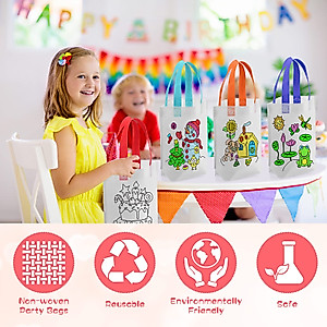 100 Pcs Coloring Goodie Bags Cute Cartoon Bags Reusable Party Favor Paint Bags Non Woven Goodie Bags for Kids Birthday Party Art DIY Crafts Supplies, 20 Styles