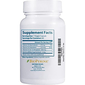 Clinical Effects Vitamin K2 + D3 - K2 + D3 Vitamin Supplement with Bioperine Black Pepper Extract and Calcium for Bone and Heart Health Support - 60 Capsules - Max Absorption - Made in The USA