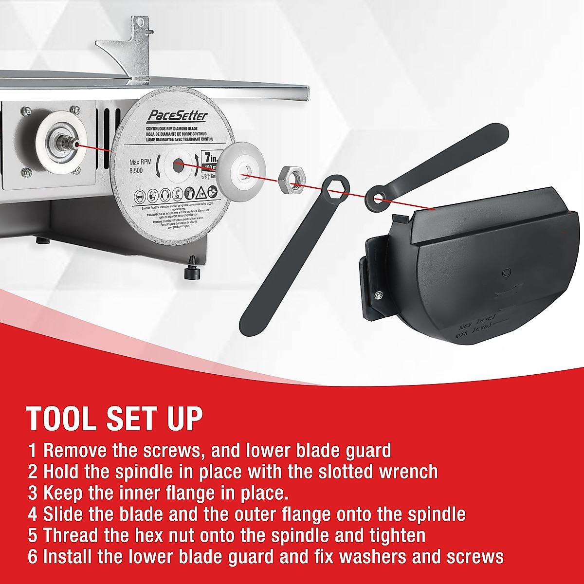 Goldblatt 7-inch Wet Tile Saw Ceramic Cutting Tabletop Saw with Water Storage, 0-45 Degrees Miter Angle for DIY and Pros Cutting Needs