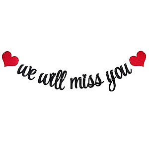 PALASASA We Will Miss You Banner Bunting - for Retirement Party Decorations-Graduation Party Going Away Party Office Work Party Farewell Party Decorations Supplies (Black)