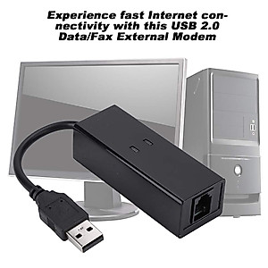 ASHATA 56K Data Modem, External Dial Up Voice Fax Data Modem,USB 2.0 56K Fax Modem,Small Size,Light-Weighted,Fit for Win7 Win8 Win10
