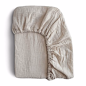 mushie Extra Soft Muslin Fitted Crib Sheet | 28"x 52" (Fog)