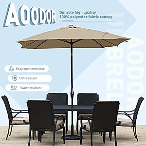 Aoodor Patio Umbrella 8 x 8 ft Market Square Umbrella Water Resistant UV Protection No Base - Brown