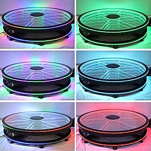 MWE 360 Photo Booth Machine Glass Bottom for Parties with RGB Lights,Software APP Remote Automatic 360 Spin Camera Booth Flight Case 39.4" 100cm for 3-5 People to Stand on