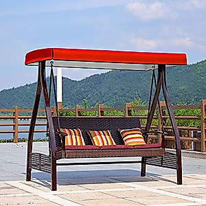 Swing Canopy Replacement for Outdoor Patio, Swing Canopy Top Cover Replacement Chair Cover, Garden Chairs Top Seats Waterproof Cover Canopy Garden Chair Outdoor Sunscreen (A# Red)