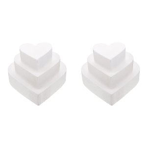 jojofuny 6 Pcs Bubble Cake Polystyrene Cake Mould Cake for Practice Wedding Cake Heart Decor Rounds Cake Dummies Birthday Decorating Cake Chocolate White Foam Decoration Fake