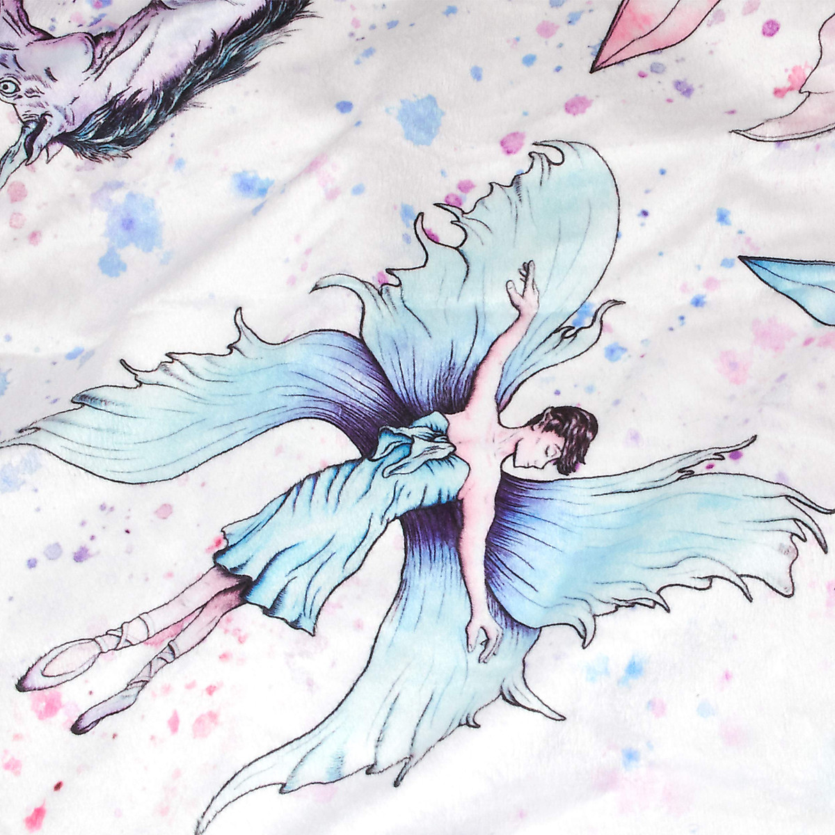 Girl's Dragon, Unicorn Fairy Baby Blanket | 30x40 Inches | Soft Minky Purple Fleece | Unique Baby Gift