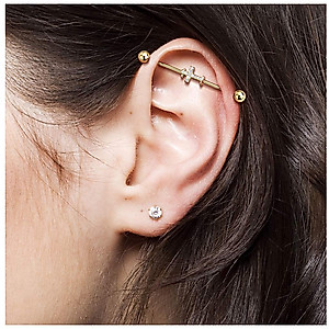 Pierced Owl 14GA Stainless Steel Crystal Paved Horizontal Cross Industrial Barbell (Clear)