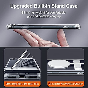 JETech Kickstand Case for iPhone SE 3/2 (2022/2020 Edition), iPhone 8/7, 4.7-Inch, Support Wireless Charging, Slim Shockproof Bumper Phone Cover, 3-Way Metal Stand (Clear)