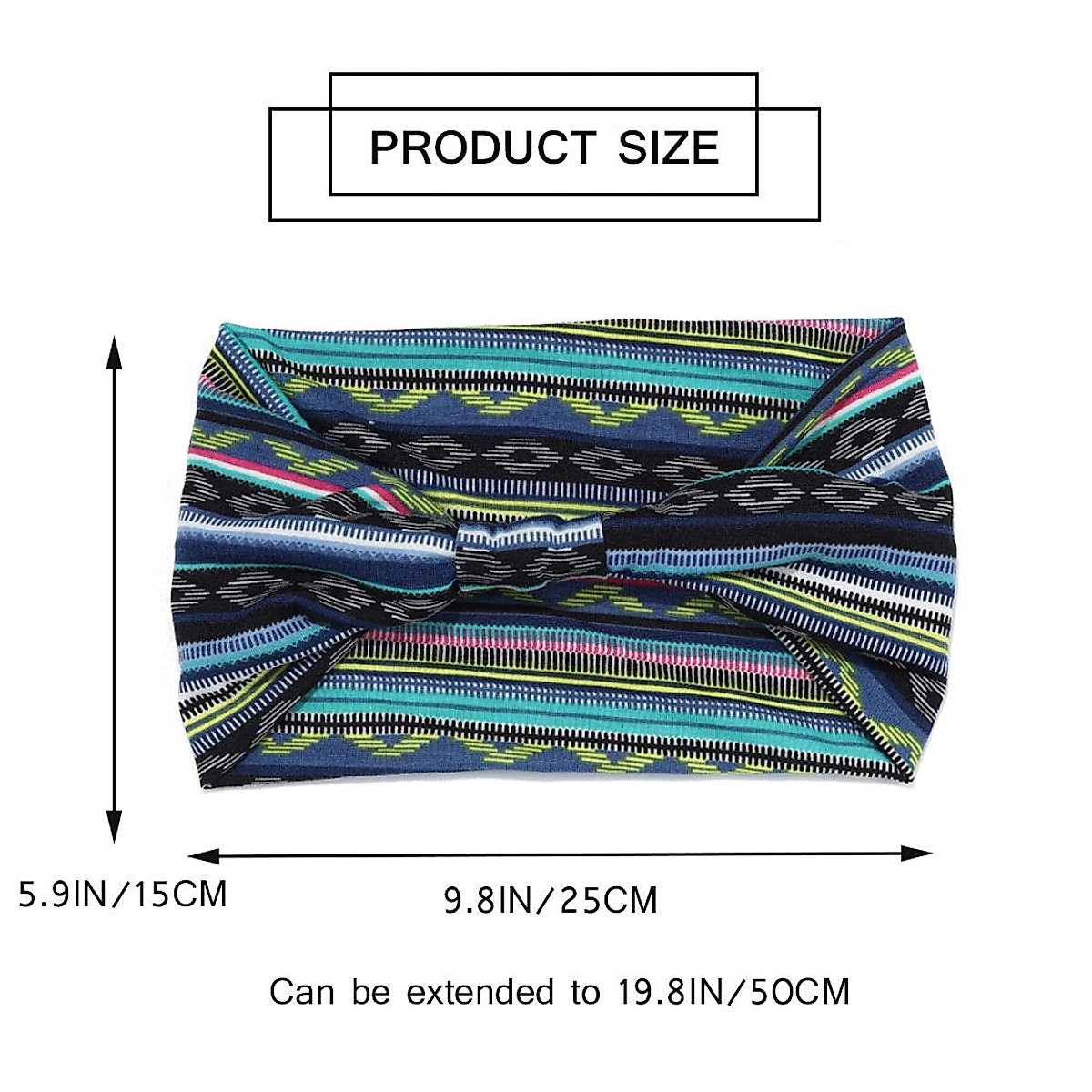 Gortin Boho Headbands Stretch Wide Hair Bands Black Elastic Yoga Sweatband Knoted Turban Headband Cloth Twist Head Wraps Stylish Head Bands for Women and Girls 3 Pcs (Set 1)