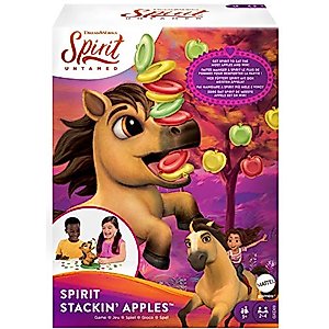 Mattel Games Spirit STACKIN’ Apples Kids Game, Treat-Stacking Challenge with Hungry Horse for 2 3 or 4 Players 5 Years Old & Up