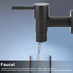 TOPINCN Single Cold Sink Faucets, G1/2in Male Thread Bathroom Stainless Steel Black Quick Single Cold Faucet Mop Pool Water Tap(Black Short mop Pool Faucet)