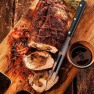 2 Pieces Carving Fork Pot Forks Stainless Steel Meat Serving Fork with Plastic Handle 10.6 Inch Serving Grill Fork Black Handle Barbecue Fork for BBQ Kitchen Turkey Roast Dinner Party Festival