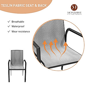 MONDAWE Textilene Outdoor Dining Chairs Cast Aluminum Sling Patio Chairs Weather Resistant High Back Lightweight Stackable Chairs for Backyard Lawn Garden - 4pcs