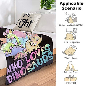 Just A Girl Who Loves Dinosaurs Blanket Cute Dinosaurs Decor Throw Blanket Gifts for Girls Super Warm Soft Plush Lightweight Fleece Flannel Blanket Winter Bedding Blanket for Kids Adults Women 40"x50"