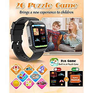 Semloo Smart Watch for Kids Boys Age 6-12 with 26 Games 1.69" High-Resolution Touchscreen Storybook Learning Card Camera Metal Case Music Player Alarm Kids Watches Learning Toys Birthday Gifts