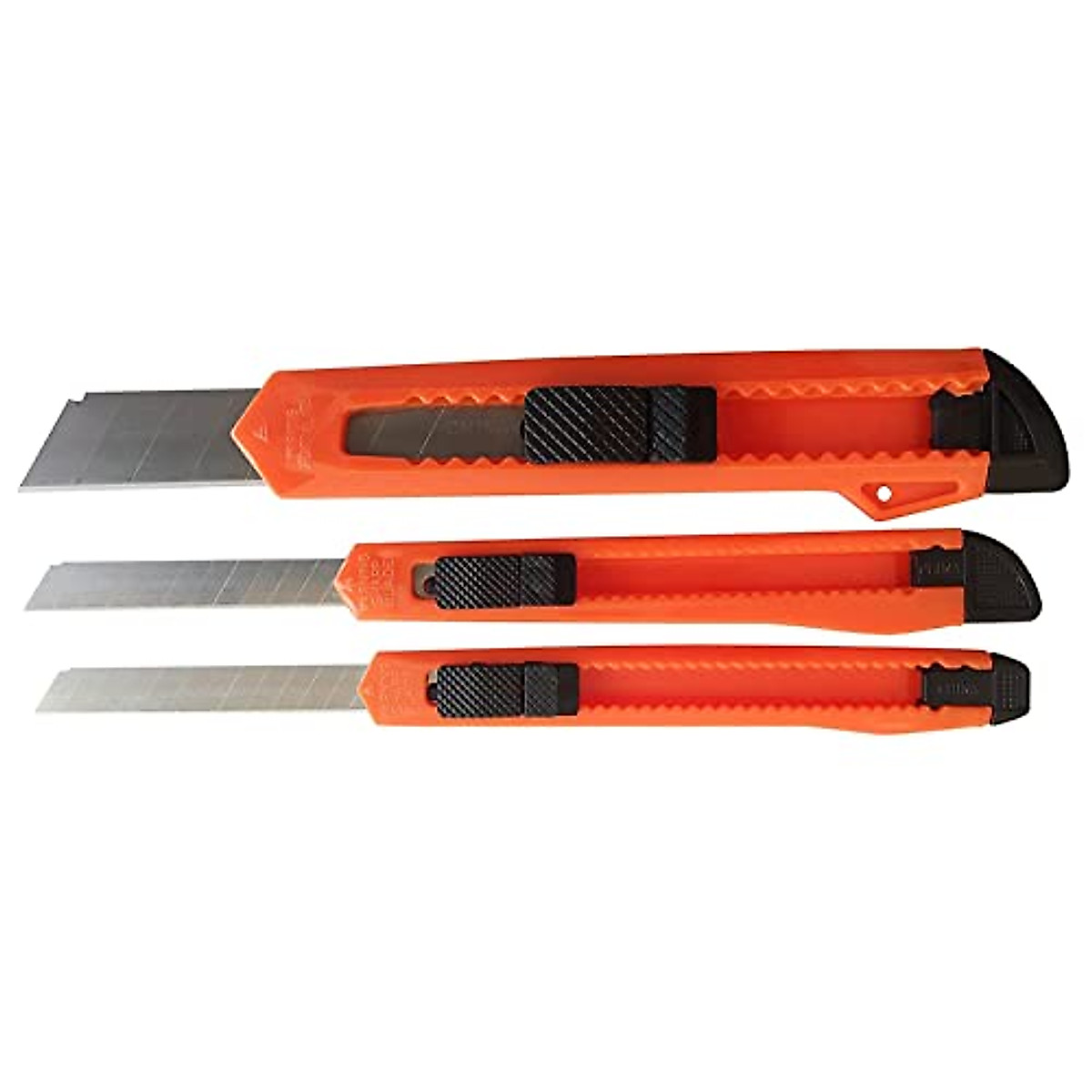 Box Cutter/Utility Knife (3 PACK) - Retractable Snap-Off Blades - Always Razor Sharp - Perfect for Home/Office/Hobby/Arts and Crafts