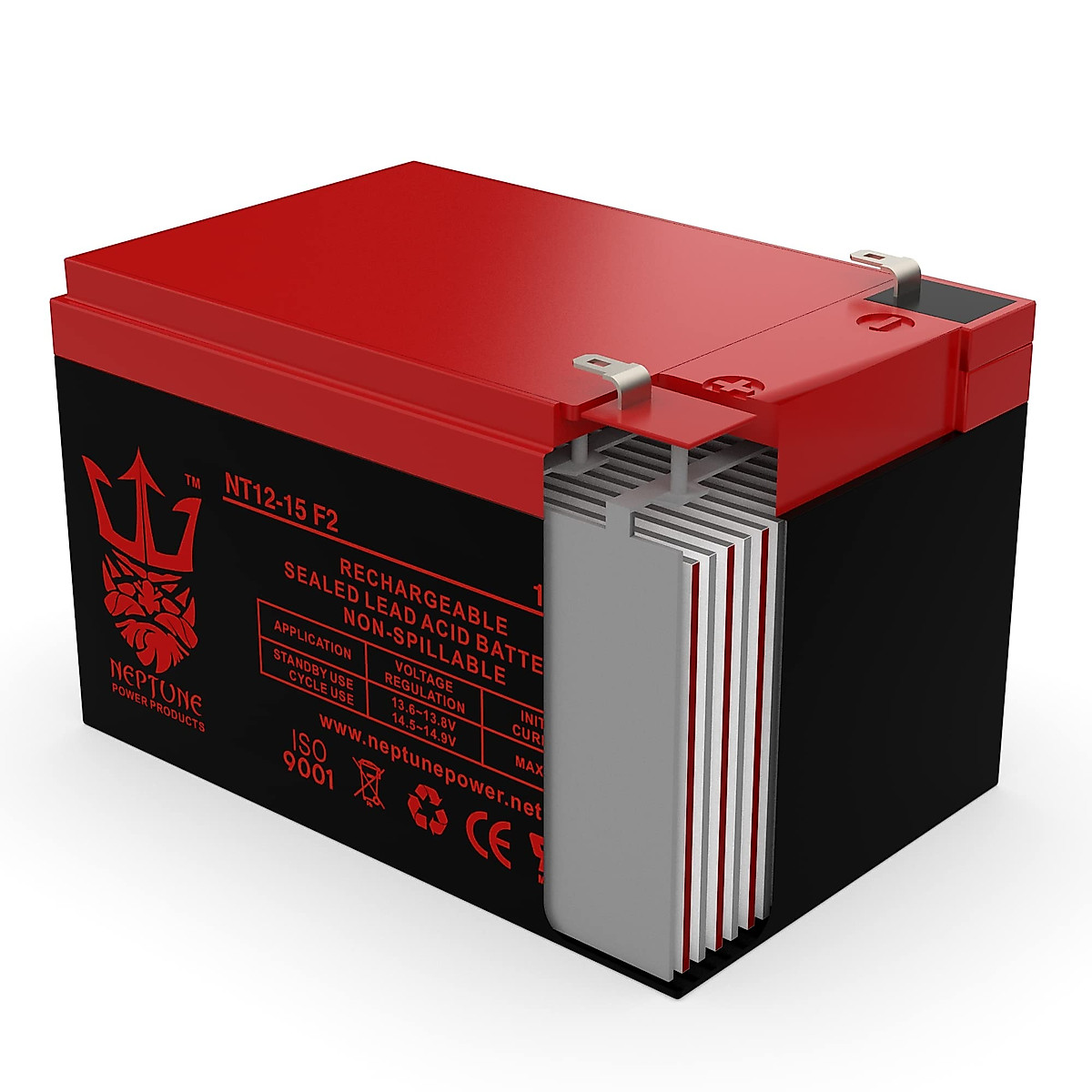 Neptune Power Products Brand NT12-15 F2-12V 15AH F2 SLA Rechargeable Battery Replacement for Go Go Elite Traveller SC40E, SC44E - 2 Pack- USA Technical Support