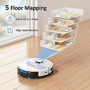 Lubluelu Robot Vacuum and Mop Combo 3000Pa, 2 in 1 Robotic Vacuum Cleaner, Lidar Navigation Laser, 5 Editable Map,10 No-go Zones, App/Alexa, Intelligent Vacuum Robot for Pet Hair, Carpet, Hard Floor