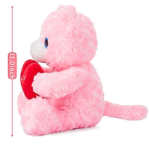 IKASA Cat Stuffed Animal Plush Toy Holding Heart with I Love You for Valentine Day,Cute 11" Soft Small Toy,Valentine’s Day Gifts for Girlfriend (Cat)
