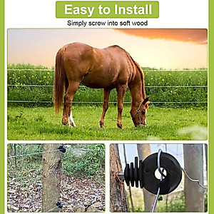 100 pcs Electric Fence Insulators Screw, Electric Fence Posts, Electric Fencing Posts for Wood Post Sun Protection & Rainproof, Screw in Ring Insulators