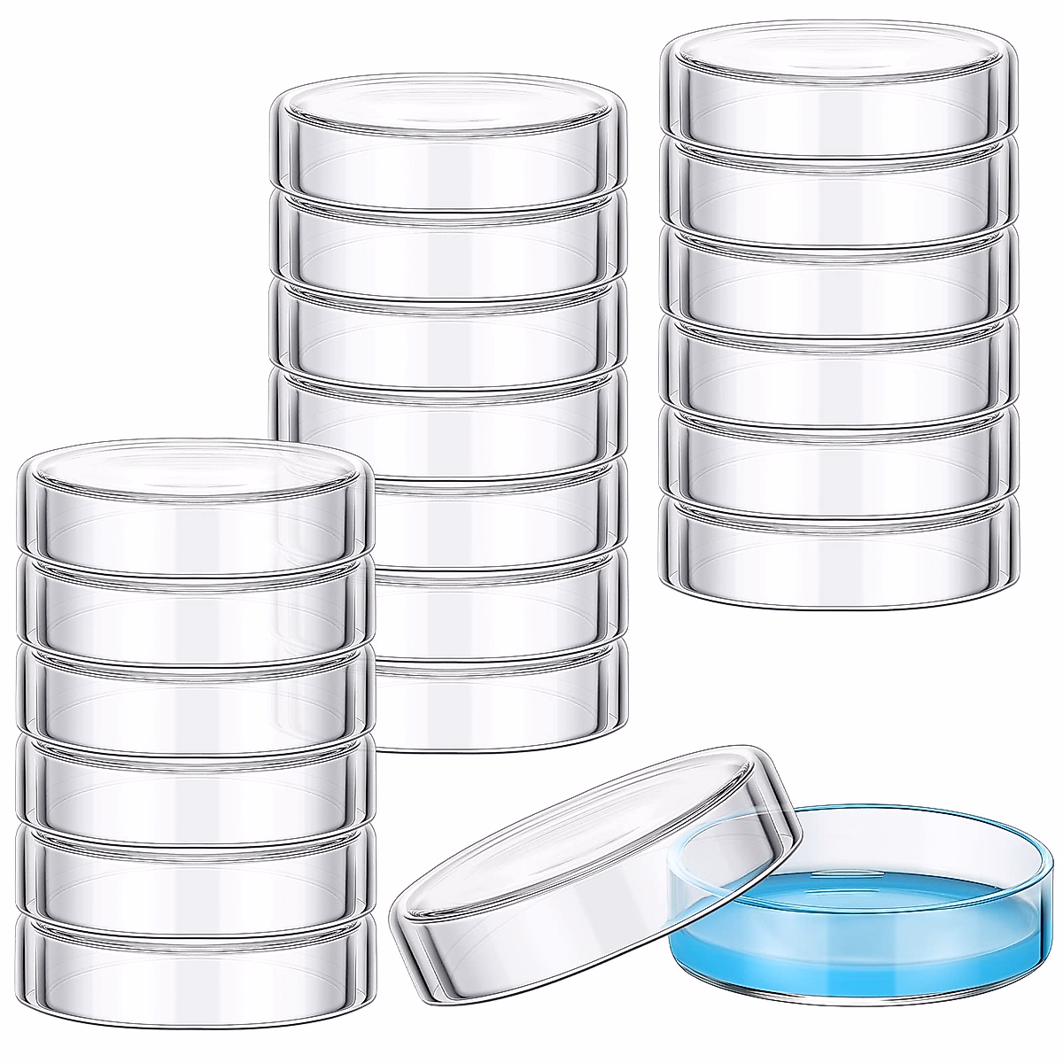 Hoteam 20 Pcs Glass Petri Dishes with Lids Bulk, Autoclavable and Reusable Culture Dishes for Culture Plate, Science Project (100mm)