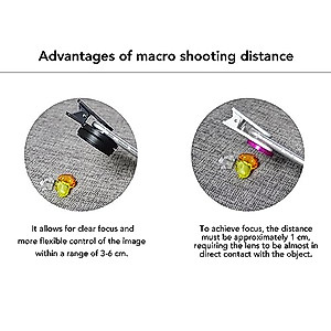 Portable Cell Phone Camera Lens, Durable 2 in 1 Clip On Phone Macro Lens with 0.45x Wide Angle for 1.5in Lenses 1.9in Filters