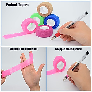 Yuronam 18 Pack Self Adhesive Bandage Wrap Stretch Self Adherent Tape for Sports, Finger, Wrist, Ankle, Breathable Cohesive Vet Tape for Pets (18 Colors,1 Inch x 5 Yards/Roll)