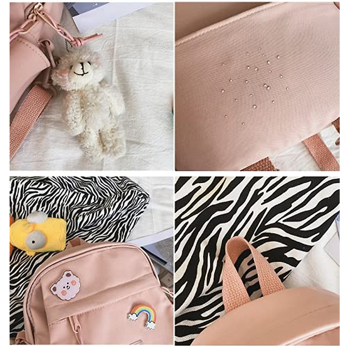 Cute Mini Backpacks with Accessories, Aesthetic ,for Teens Kawaii Small Backpack (White,With-Accessories)