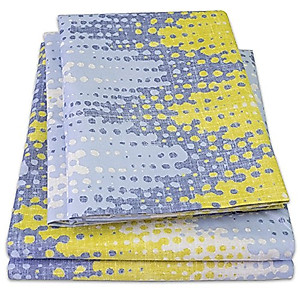 1500 Supreme Collection Extra Soft Malibu Bright Yellow Blending with Gray Chevron Pattern Sheet Set, Full - Luxury Bed Sheets Set with Deep Pocket Wrinkle Free Bedding, Full Size