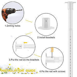 Closet Rod,17-82 Inch Heavy Duty Closet Rods for Hanging Clothes Adjustable Clothes Hanging Rod White Closet Rod for Wardrobes or Closet