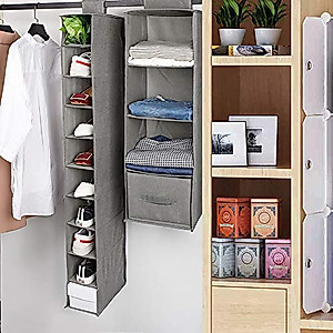 Hanging Shoe Shelves, 10 Shelves Hanging Shoe Organizer for Closet, Shoes Holder Storage Shelves, Shoe Storage Hanging Shoe Holder, Breathable No-Wover Fabric for Shoes, Closet and Baby Things, 2 pack