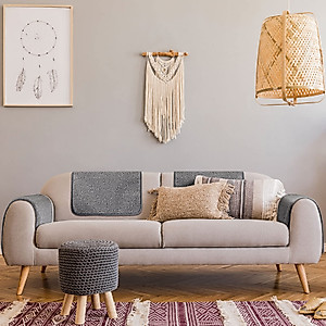 4 Pcs Recliner Covers Sherpa Arm Covers for Recliner Chair Recliner Headrest Protector Armrest Slipcovers with Storage Pockets Sofa Headrest Protector Couch Furniture for Living Room, Gray