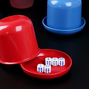 NUOBESTY Dice Cup Set Games Professional Plastic Dot Dices for Liars Farkle Bar Ktv Anti Cheating Dice Box with 5 Dices (Red)